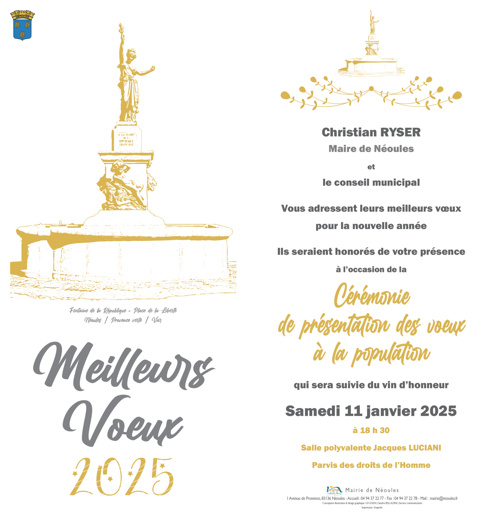 Vœux du maire 2025 | Invitation à la population - Néoules