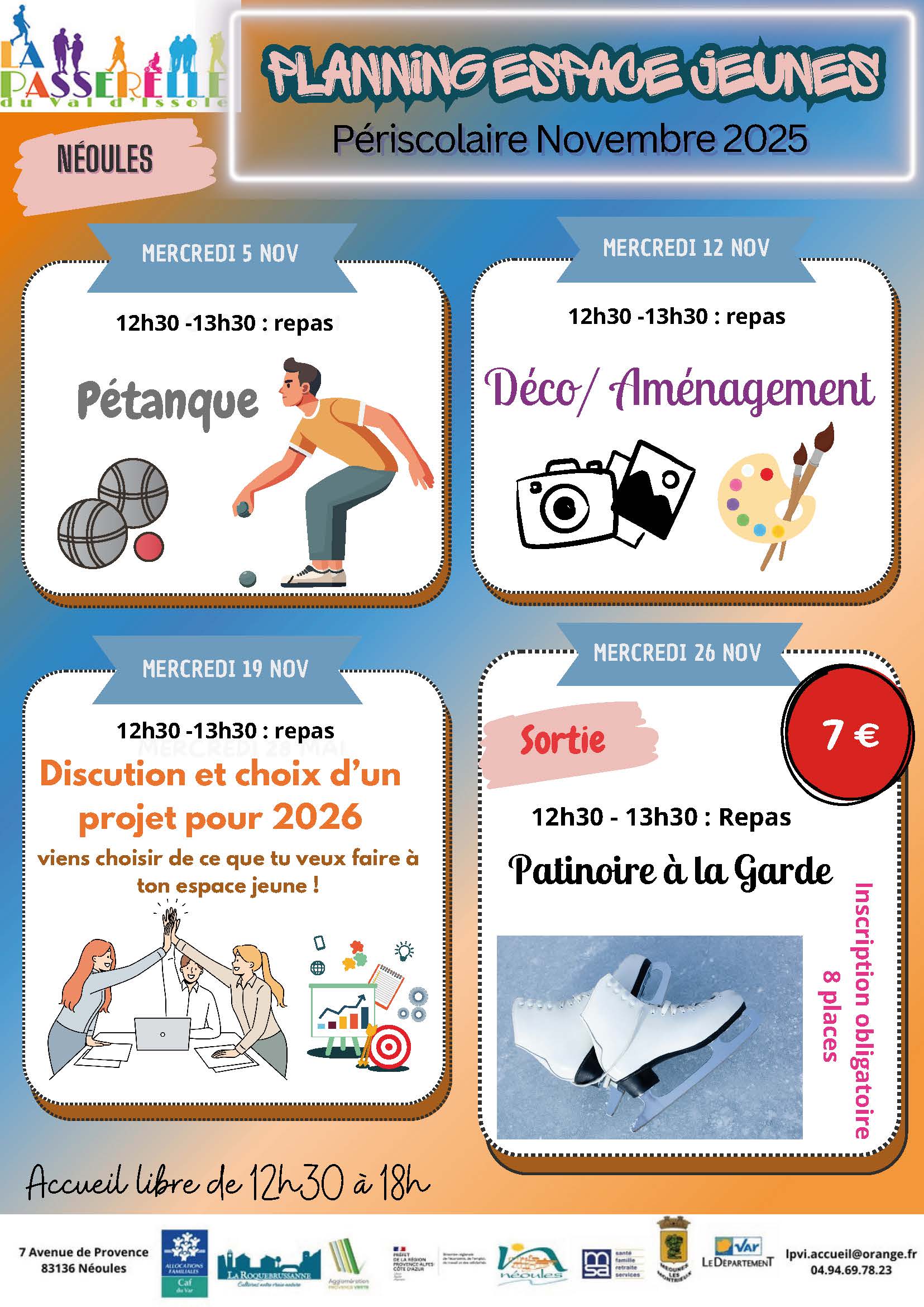 Planning des activités périscolaires de l'espace jeunes | Novembre ...